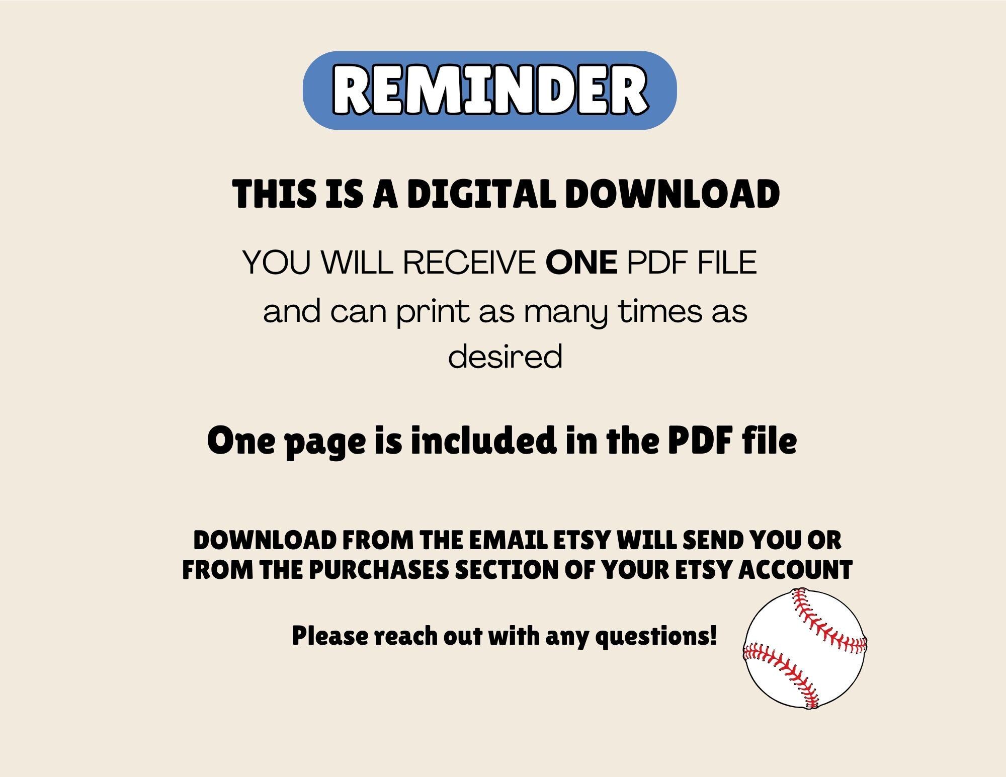 7 Inning Printable Baseball Batting Order and Lineup Sheet for Baseball ...