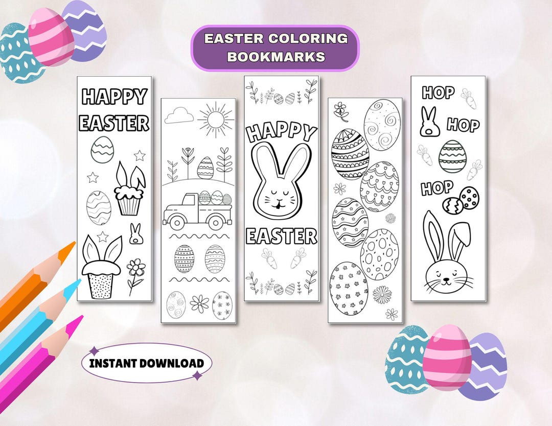 Printable Easter Coloring Bookmarks for Kids, Easter Coloring Pages for ...