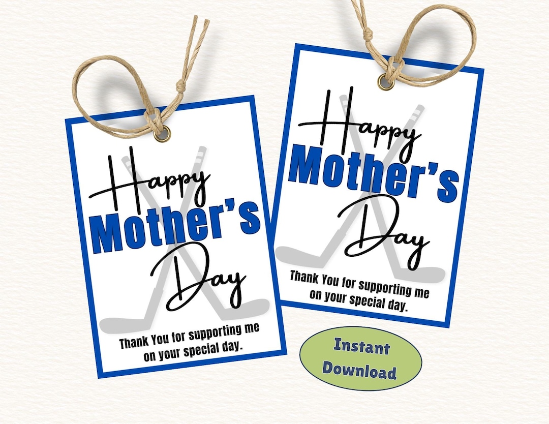 Hockey Mother's Day Gift Tags Printable, Hockey Team Gift Tags for Mom ...