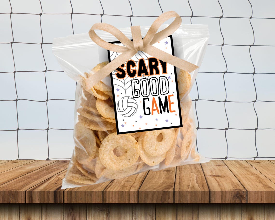 Printable Scary Good Game Halloween Volleyball Gift Tags, Rectangular ...