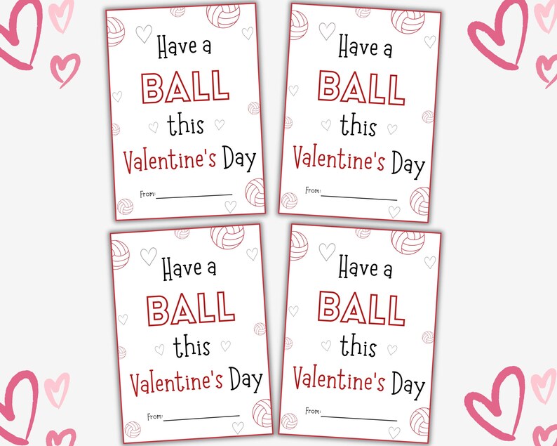 Valentine's Day Cards for Volleyball Players, Kids Classroom Exchange ...
