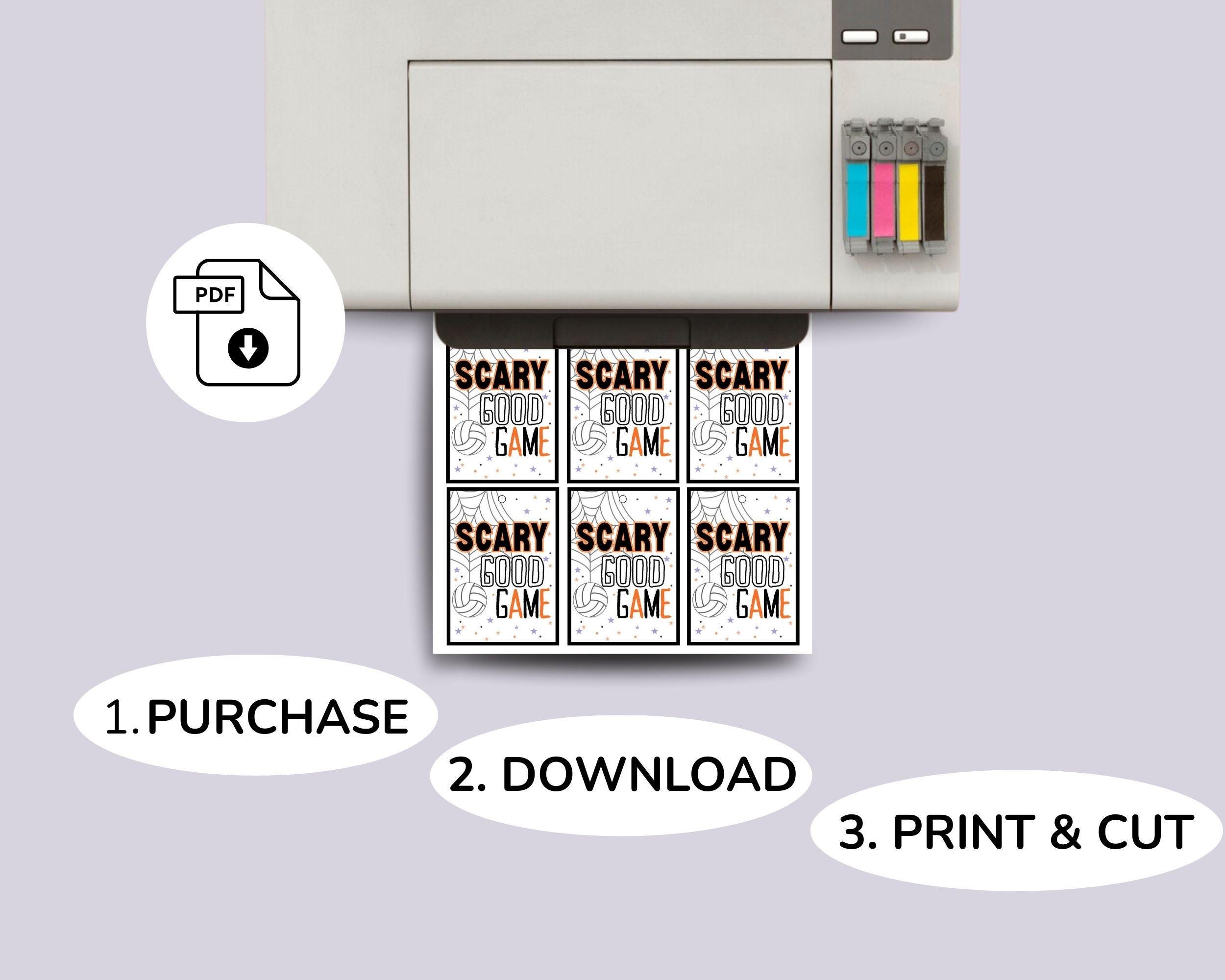 Printable Scary Good Game Halloween Volleyball Gift Tags, Rectangular ...