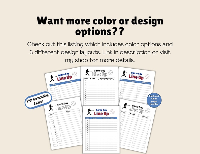 Printable Baseball Batting Order and Lineup Sheet for Baseball Coach or ...