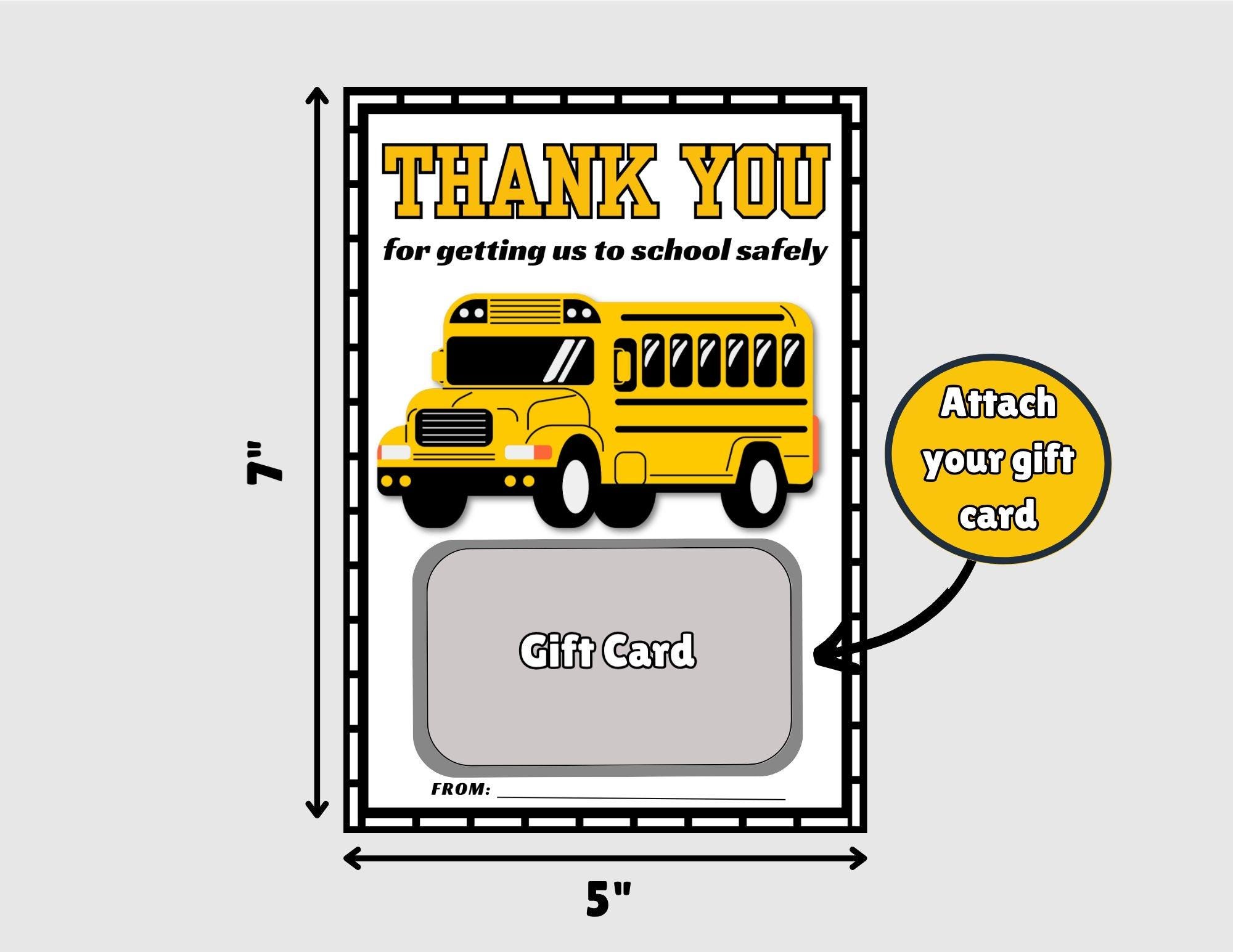 Printable School Bus Driver Gift Card Holder, End of the School Year ...