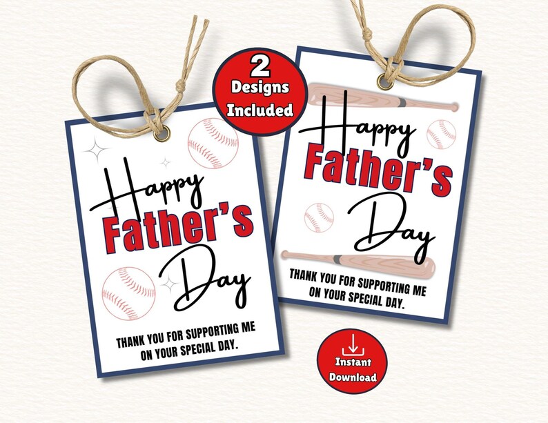 Baseball Father's Day Gift Tags Printable, Baseball Team Gift Tags for ...