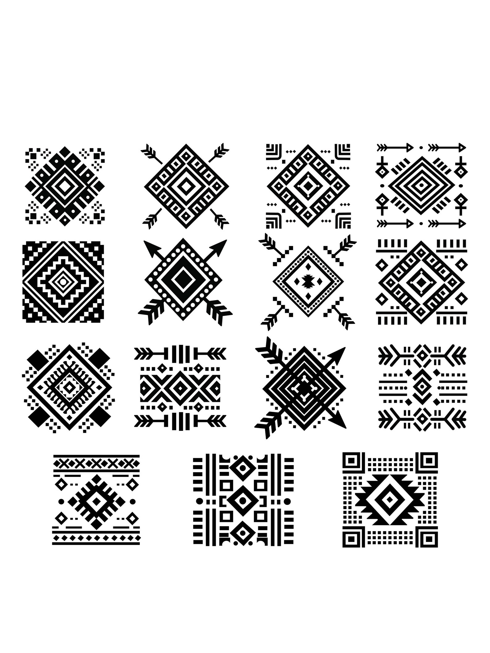 15 Aztec Pattern SVG and PNG Bundle | Boho Tribal Clipart | Seamless ...