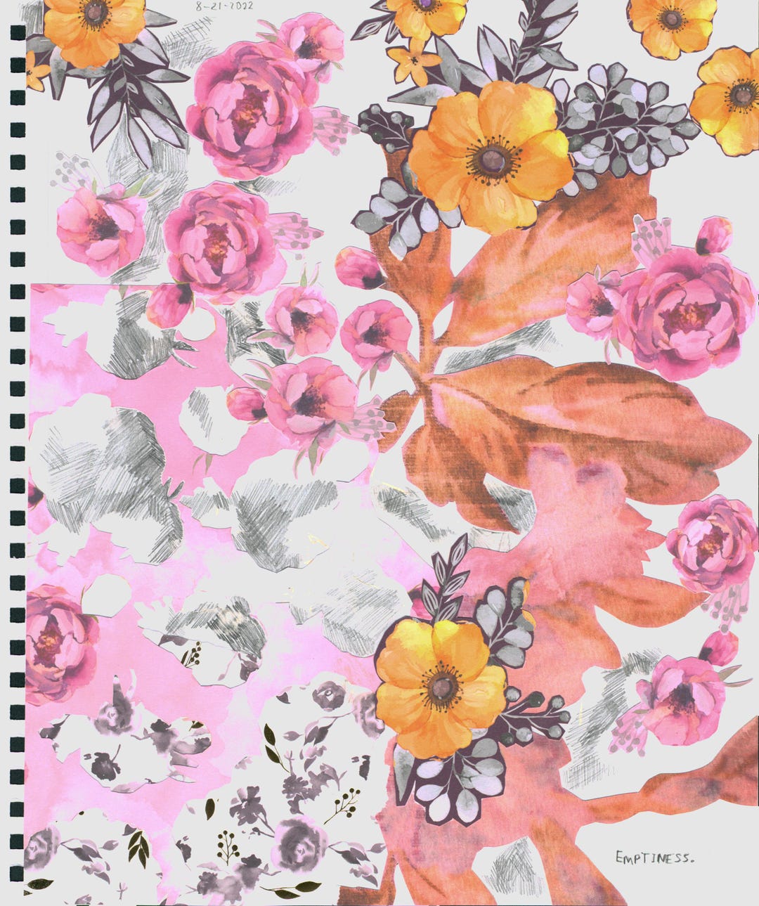 Pink and Yellow Flowers Collage Artwork - Etsy