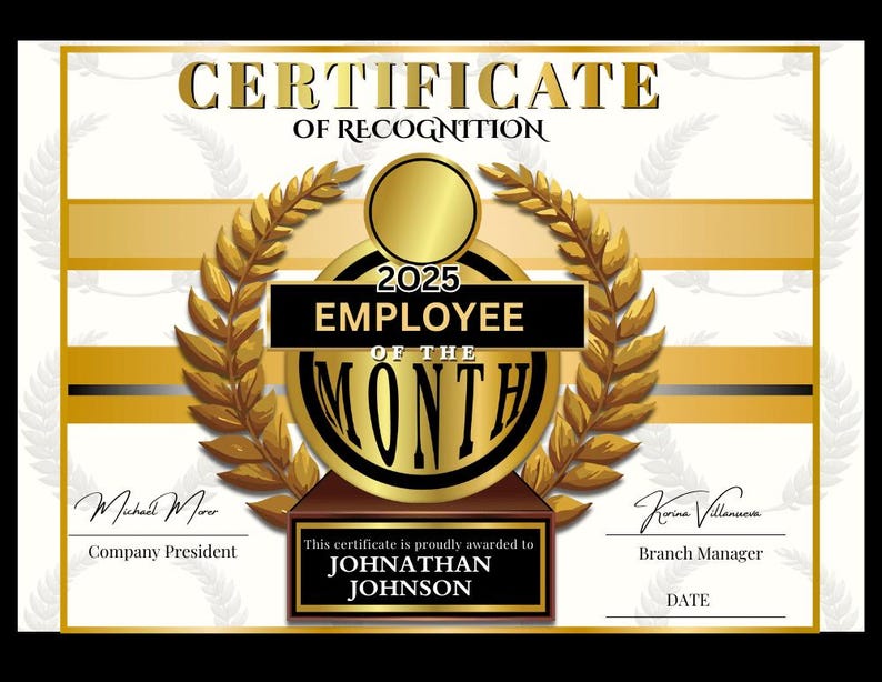 The BEST Award Certificate Template for 2025 - Etsy
