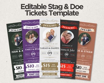 Stag & Doe Ticket Template: Wedding Raffle, Jack and Jill Tickets ...