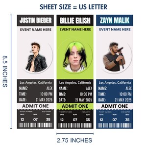 Editable Concert Ticket Template: DIY Surprise Gift (printable Canva ...