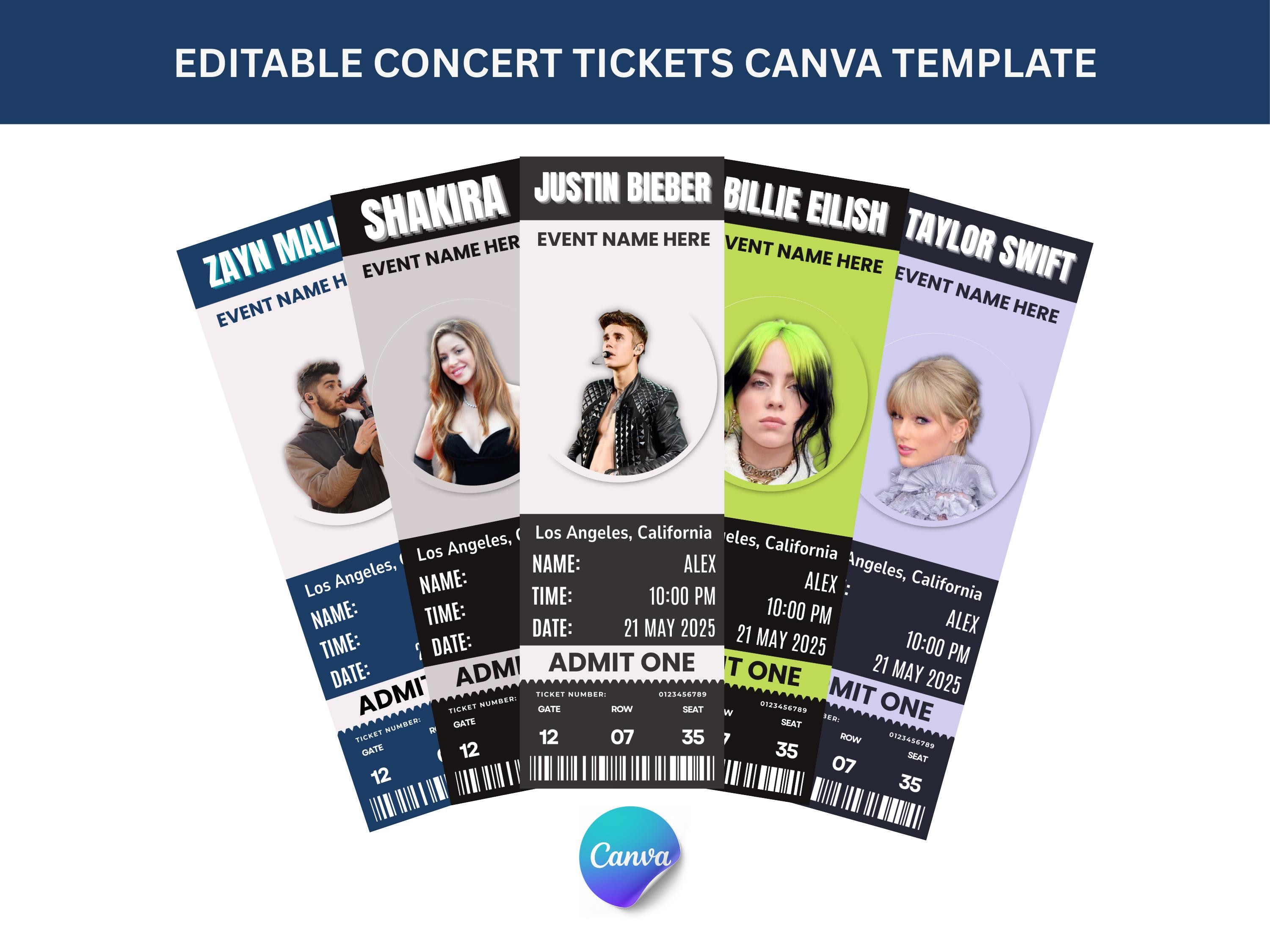 Editable Concert Ticket Template: DIY Surprise Gift (printable Canva Templates) - Etsy