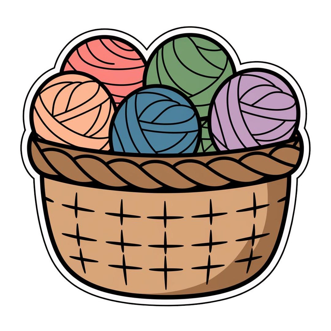 Knitting Clipart Set, Yarn Sticker: Watercolor Knitted Goods Image ...