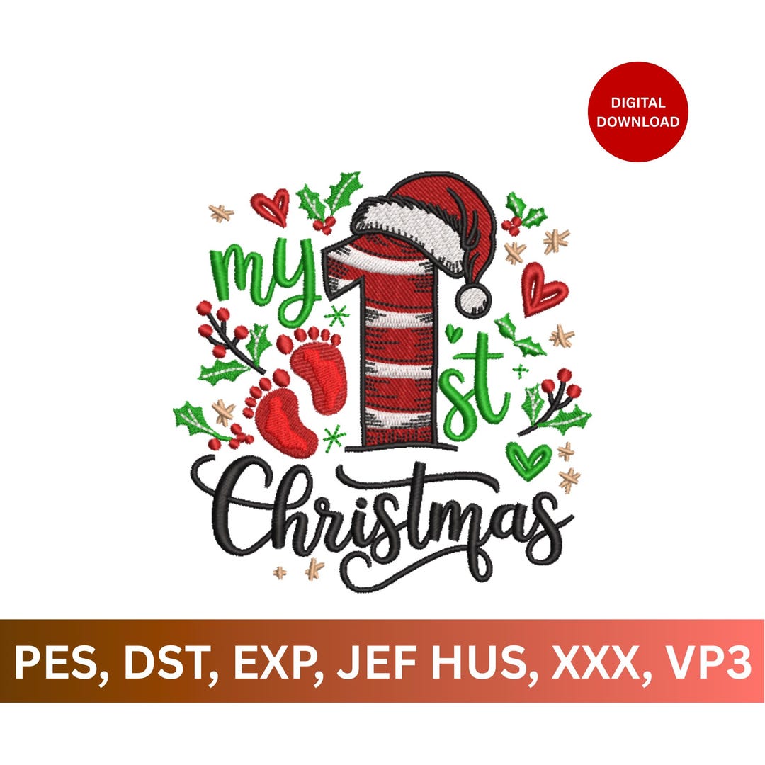 My First Christmas Embroidery Design: Festive Holiday (digital Download ...