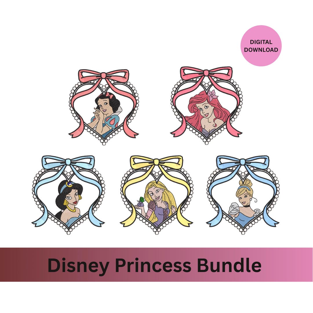 Princess Embroidery Bundle, Disney Bundle Embroidery, Disney Embroidery ...