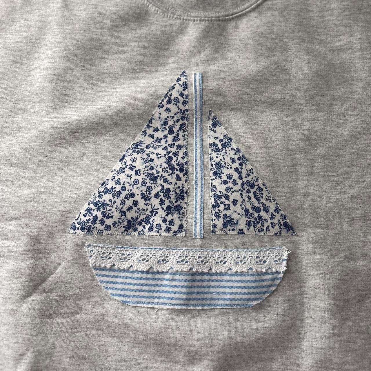 Blue Floral and Lace Handmade Patchwork Sailboat Sweatshirt - Etsy