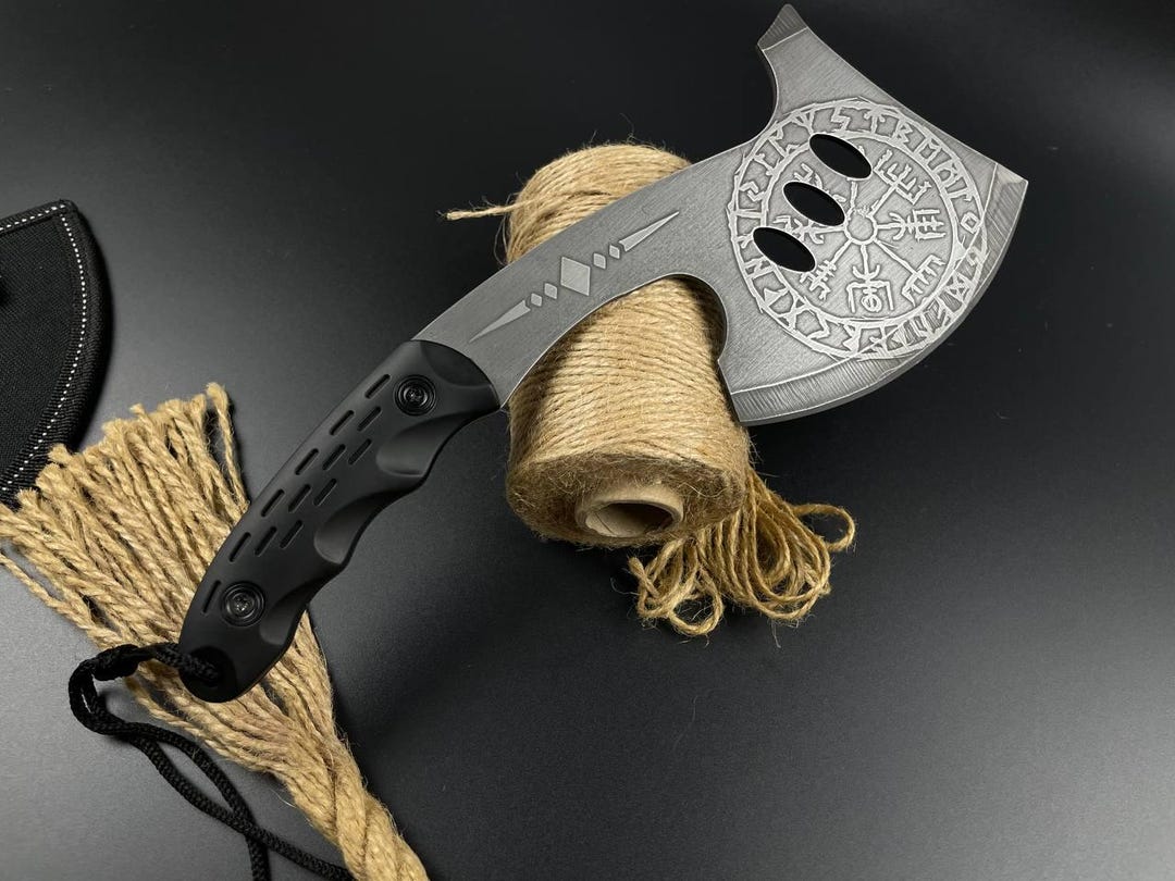 Runic Viking Axe – Acid Etched Norse Hatchet With Vegvisir & Runes ...