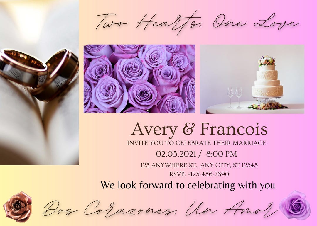 Multilingual Wedding Invitation Template | Customizable Multicultural ...