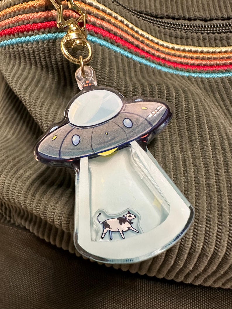 UFO Cow Abduction Shaker Keychain - Etsy