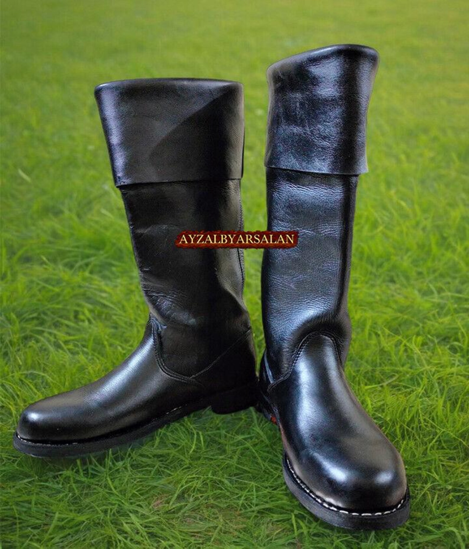 Handmade Black Leather Riding Boots: Colonial Revolutionary War Style ...
