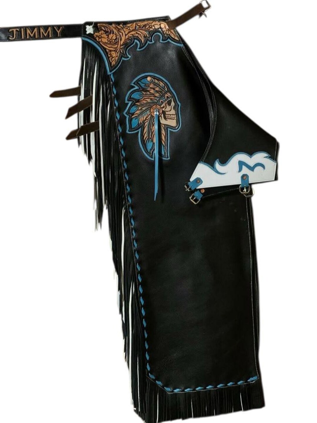 Hand-tooled Leather Rodeo Chaps: Western Batwing Fringe Design - Etsy