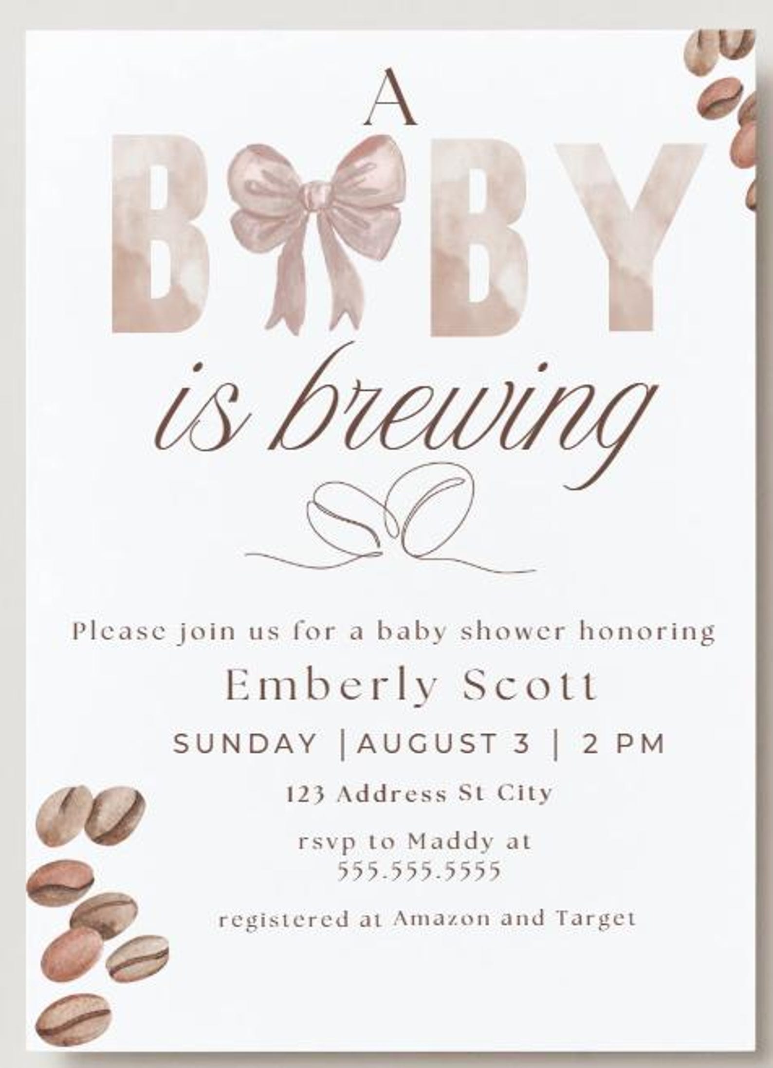 Coffee Baby Shower Invitation Template, Baby is Brewing Baby Shower ...