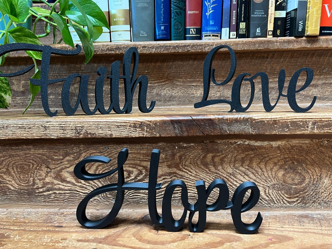 Faith Hope Love Freestanding Sign Decor | Faith Hope Love 3D Name Sign ...