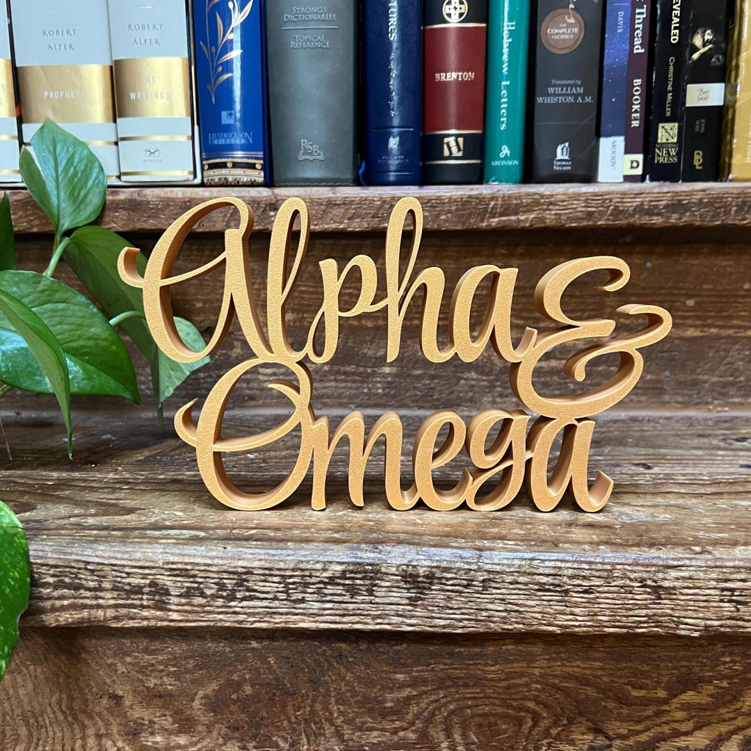 Alpha & Omega Freestanding Sign Decor | Alpha Omega 3D Name Sign ...
