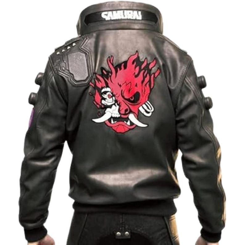 Mens Cyberpunk 2077 Jacket Samurai Bomber Jacket – Leather Streetwear ...