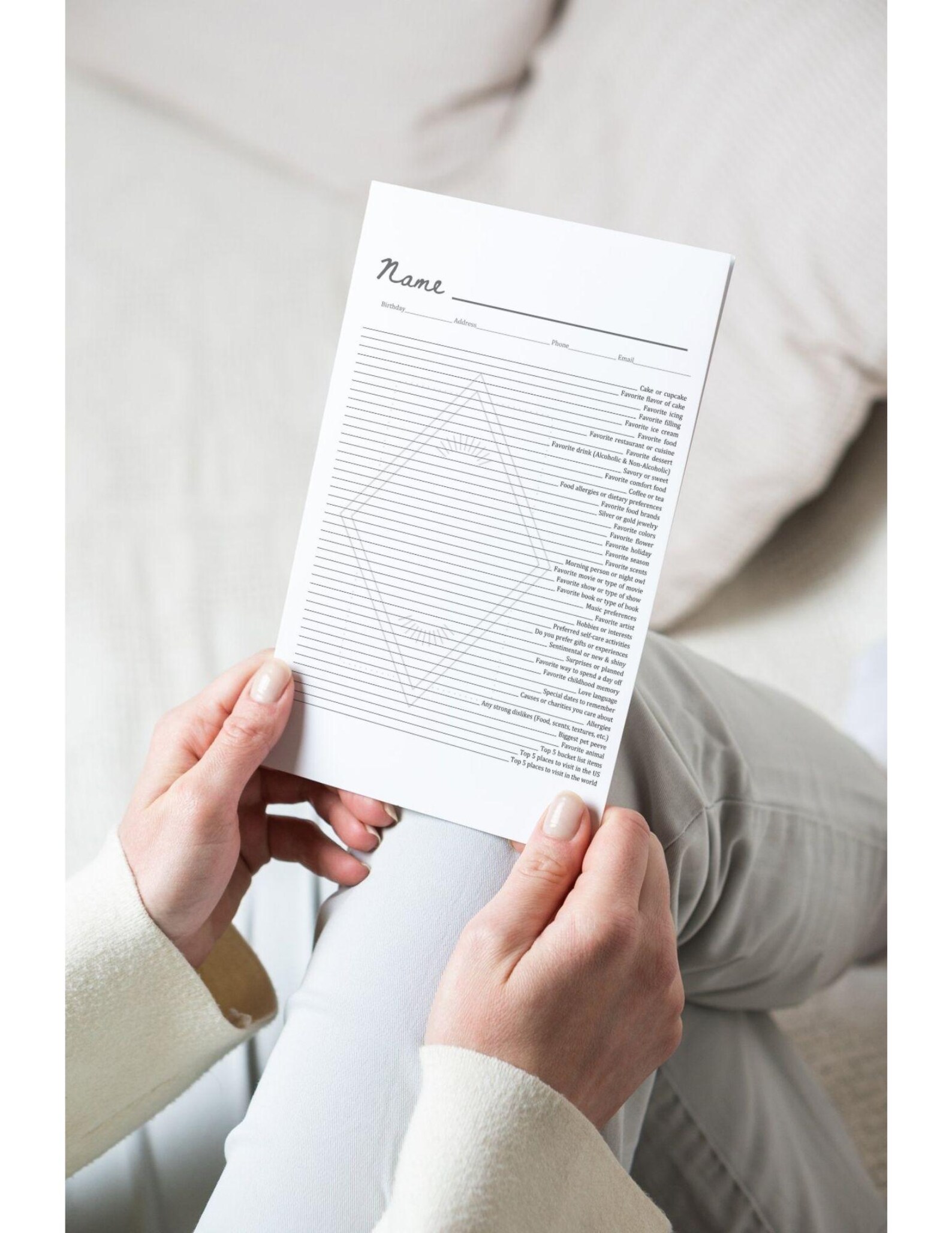 Loves & Likes List | Printable Things to Know About Your Loved One ...