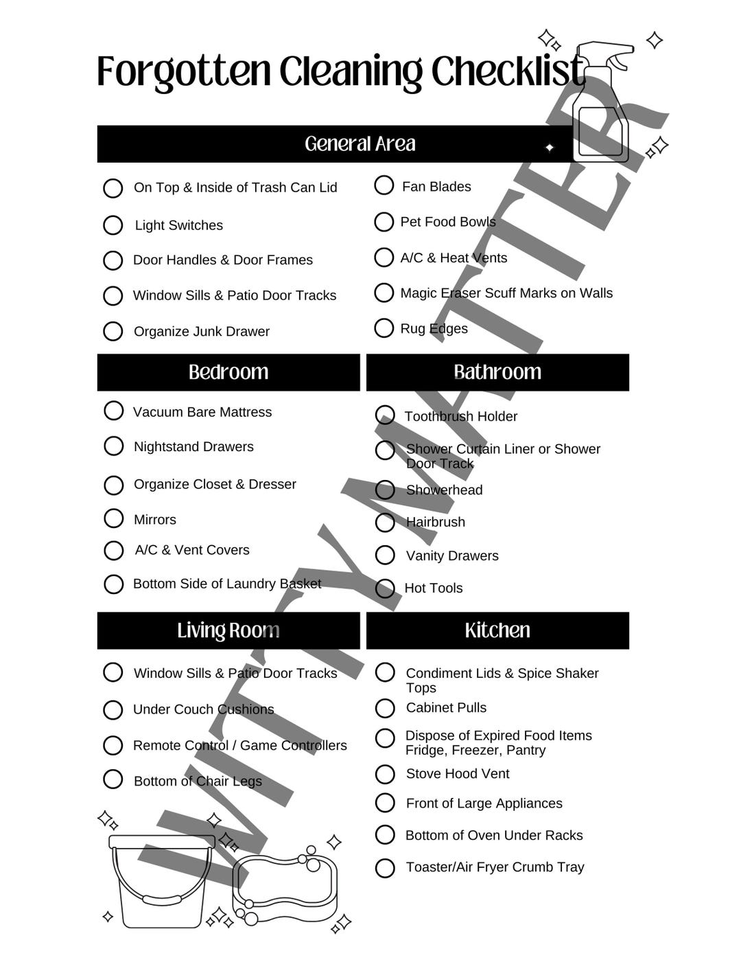 Forgotten Cleaning Checklist | Printable Home Cleaning Guide | Deep ...