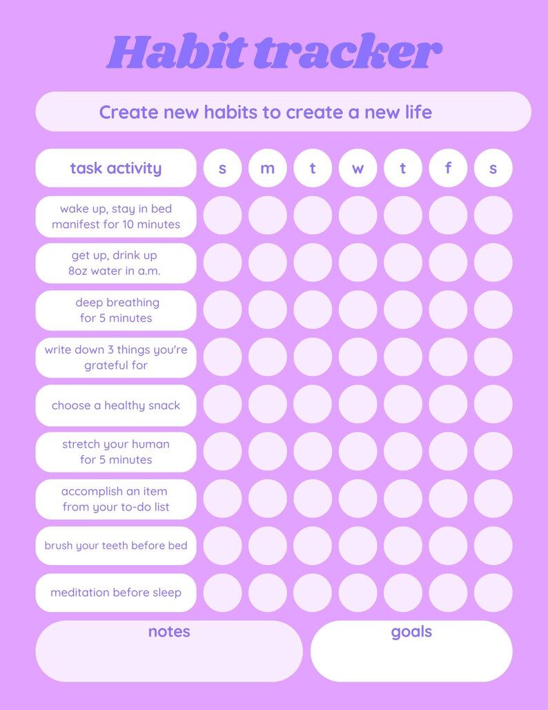 Habit Tracker Printable | Self-care Planner | Daily Habit Tracker PDF ...