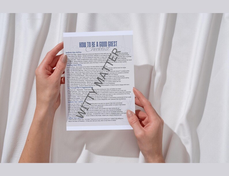 How to Be a Good Guest Checklist | House Guest Etiquette | Guest Guide ...