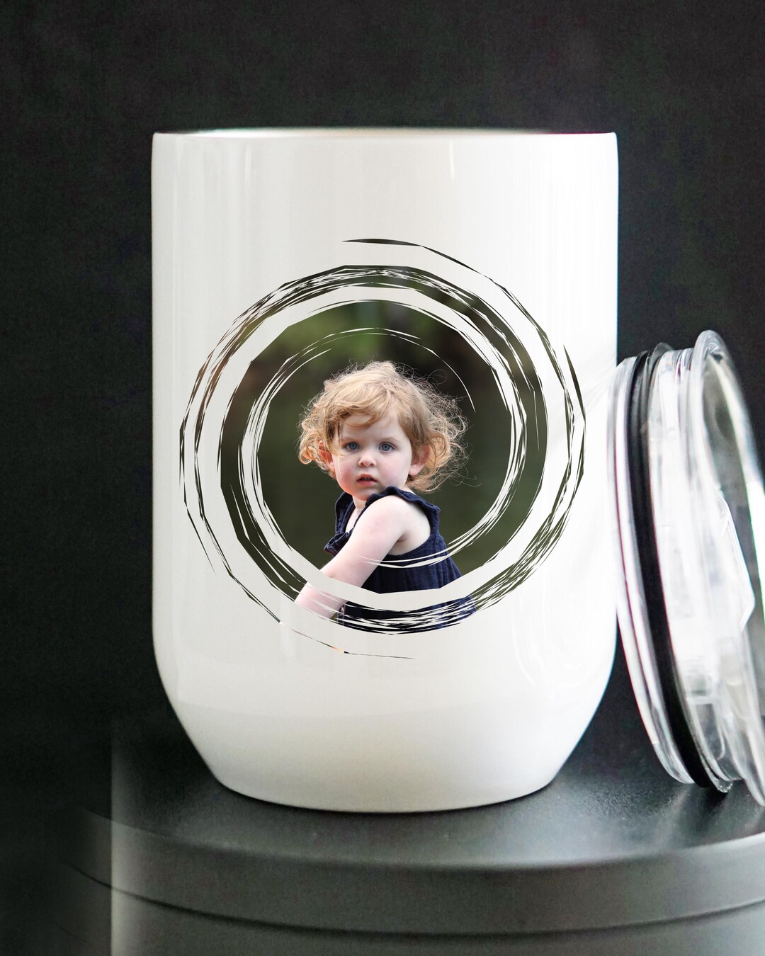 12oz Tumbler Headshot Photo Round Frame Custom Personalized Stainless ...
