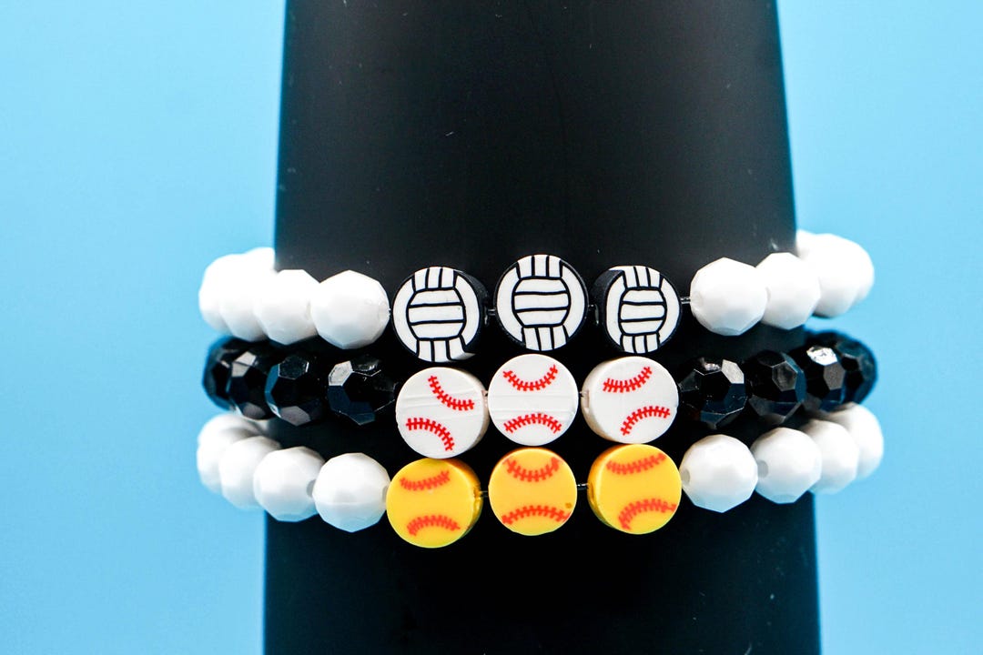 Sports Beaded Bracelets, Acrylic Beads, Strong Nylon Stretch Cord, Any ...