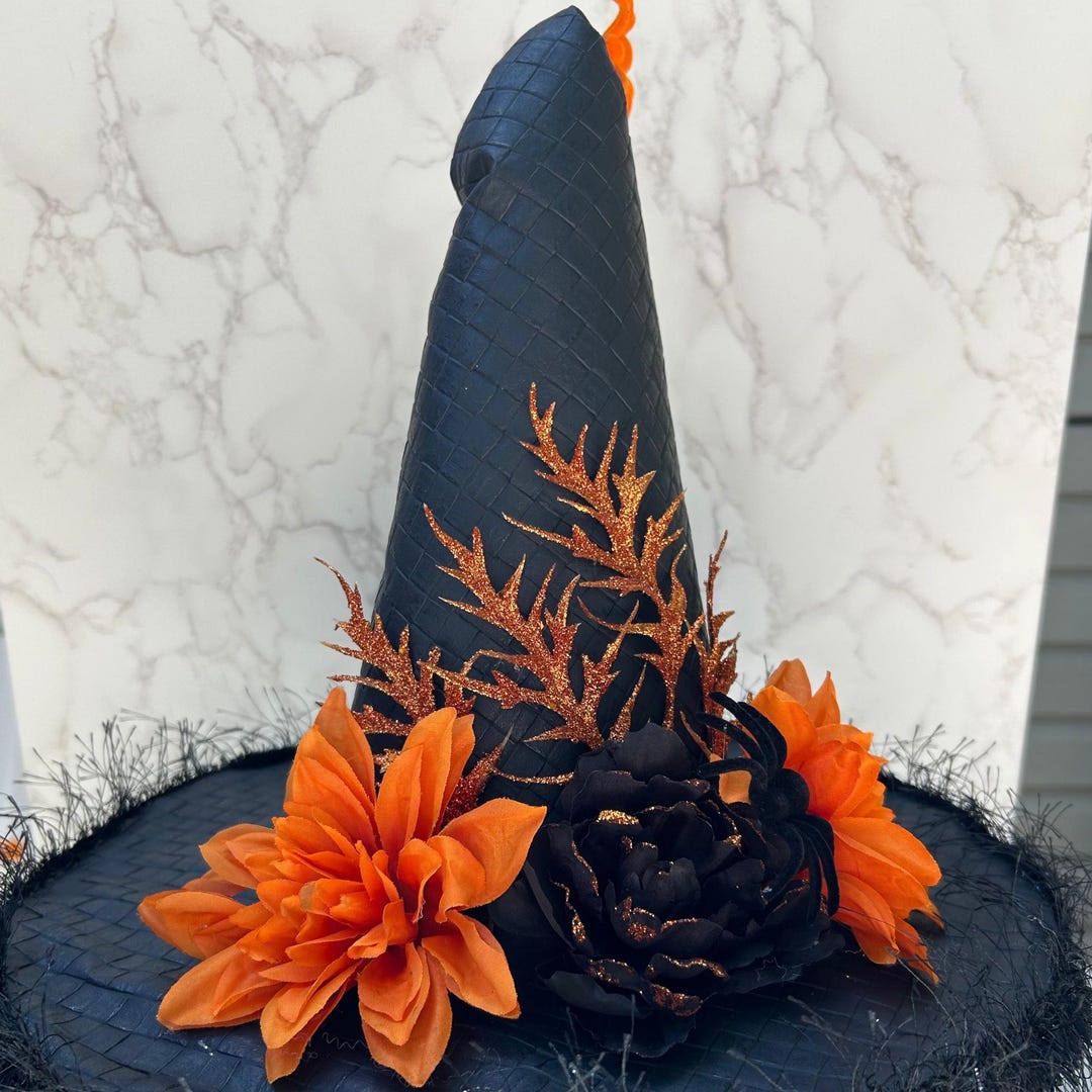 Posable Faux Leather Witch Hat: Halloween Decor Centerpiece - Etsy