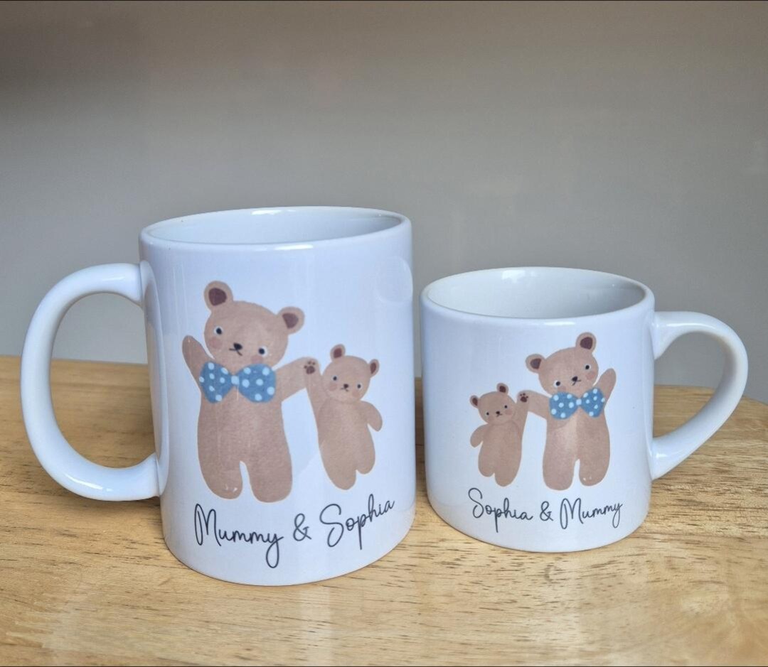 Personalised Mugs for Child and Parent Mum, Dad and Baby Mug Gift ...
