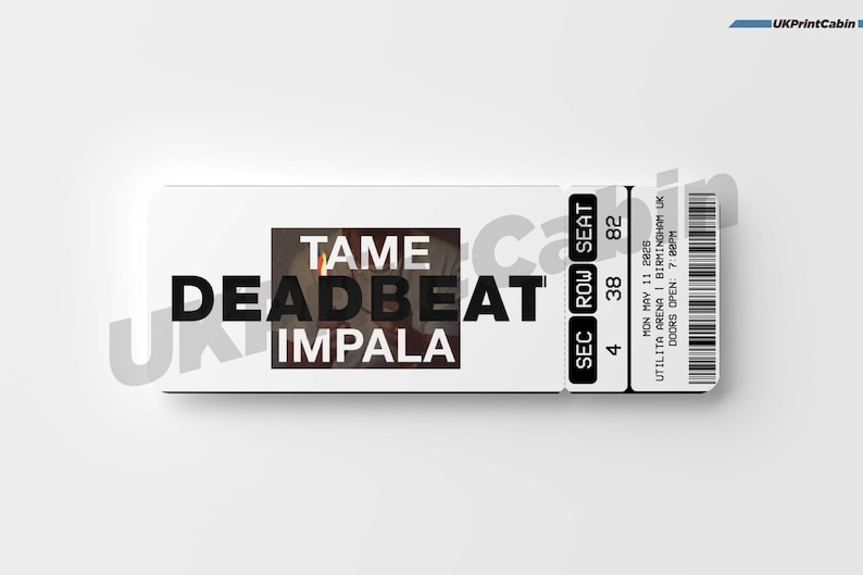 CUSTOMISABLE Tame Impala Commemorative Concert Tickets Deadbeat Tour ...