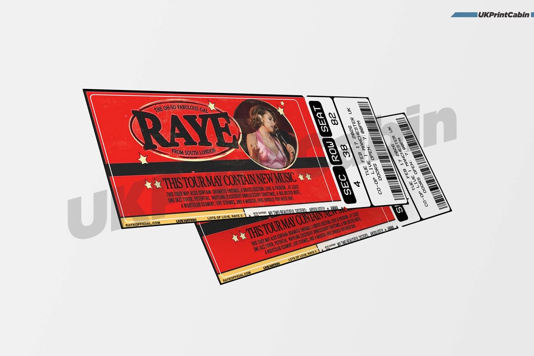 Raye Commemorative Concert Tickets New Music Tour 2026 | Personalised ...