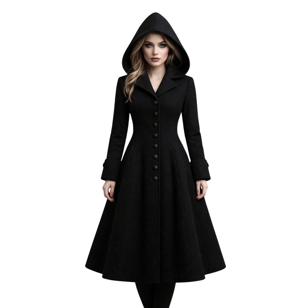Handmade Gothic Wool Hooded Coat - Steampunk Victorian Overcoat - Etsy