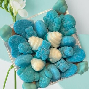 Blue Bliss Candy Board – Baby Shower Gift, Blue Gummy Charcuterie Tray ...