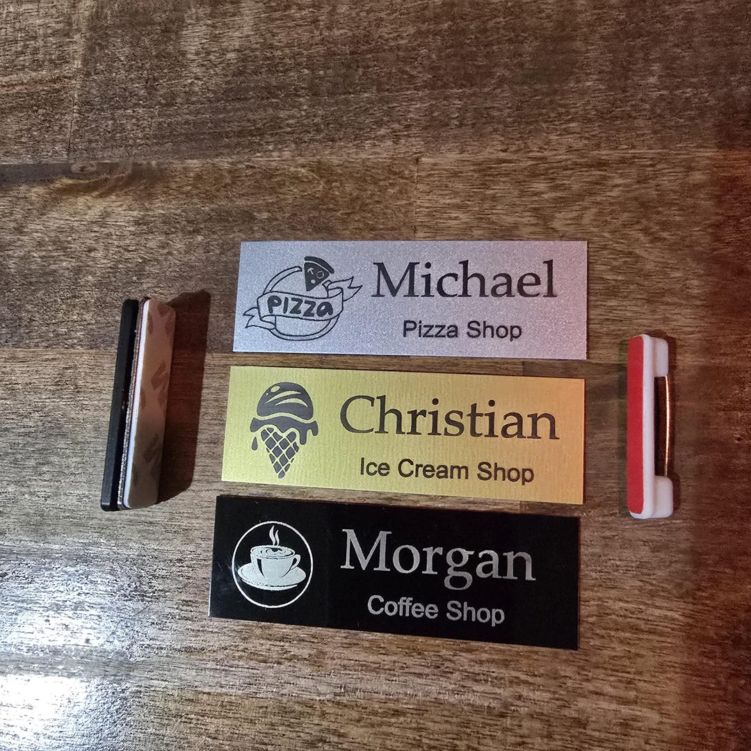 Laser Engraved | Name Tag | 1x3 | Personalized | Gold | Silver | Black ...