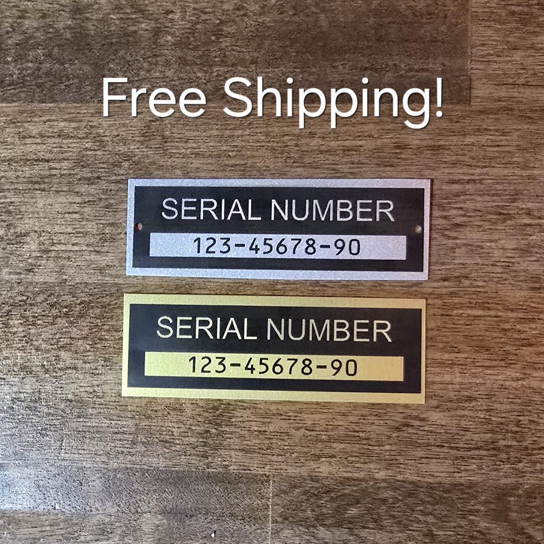 Serial Number Tags | 1"x3" | Laser Engraved | Gold | Silver | Custom ...
