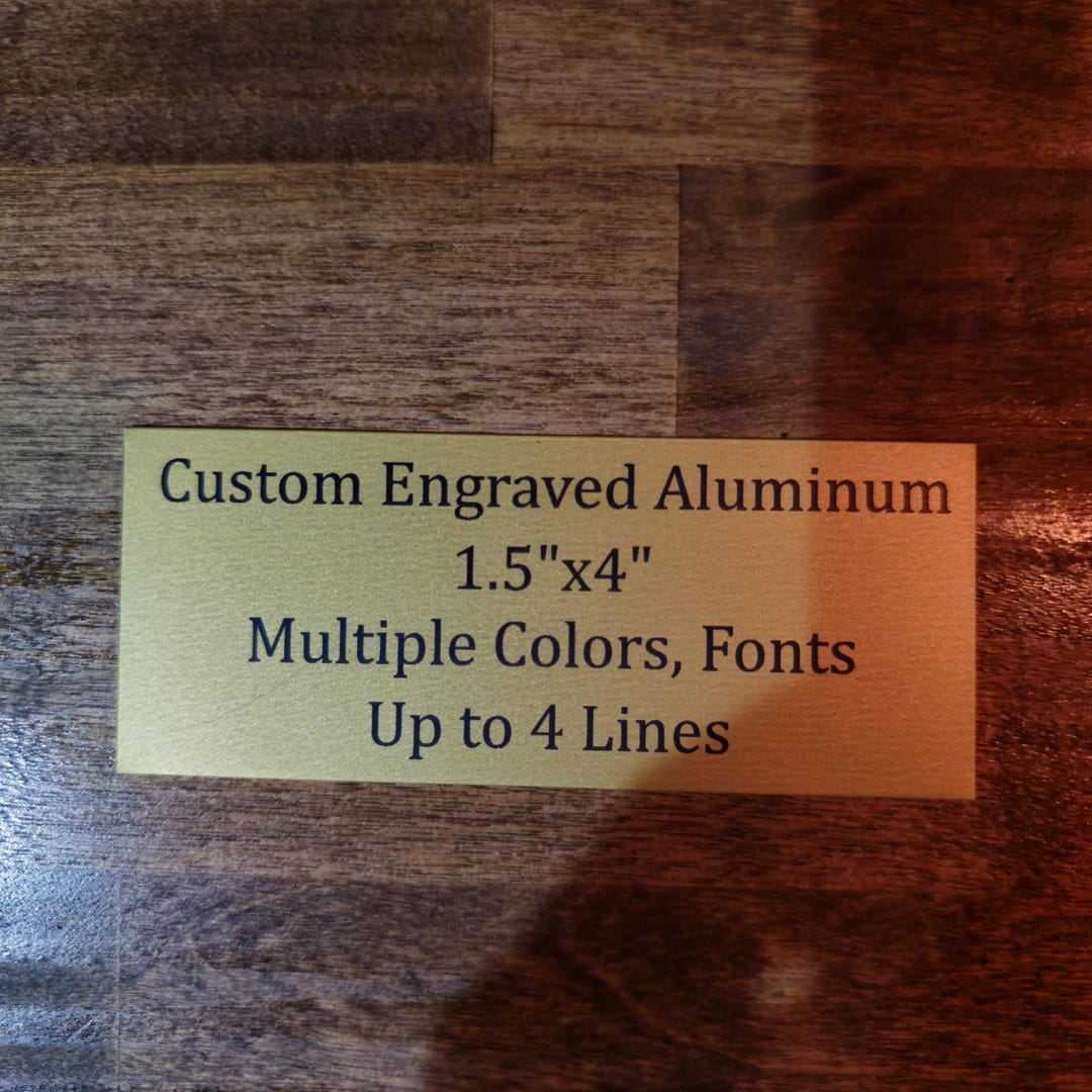 Personalized Aluminum | 1.5"x4" | Gold | Laser Engraved | Plate ...