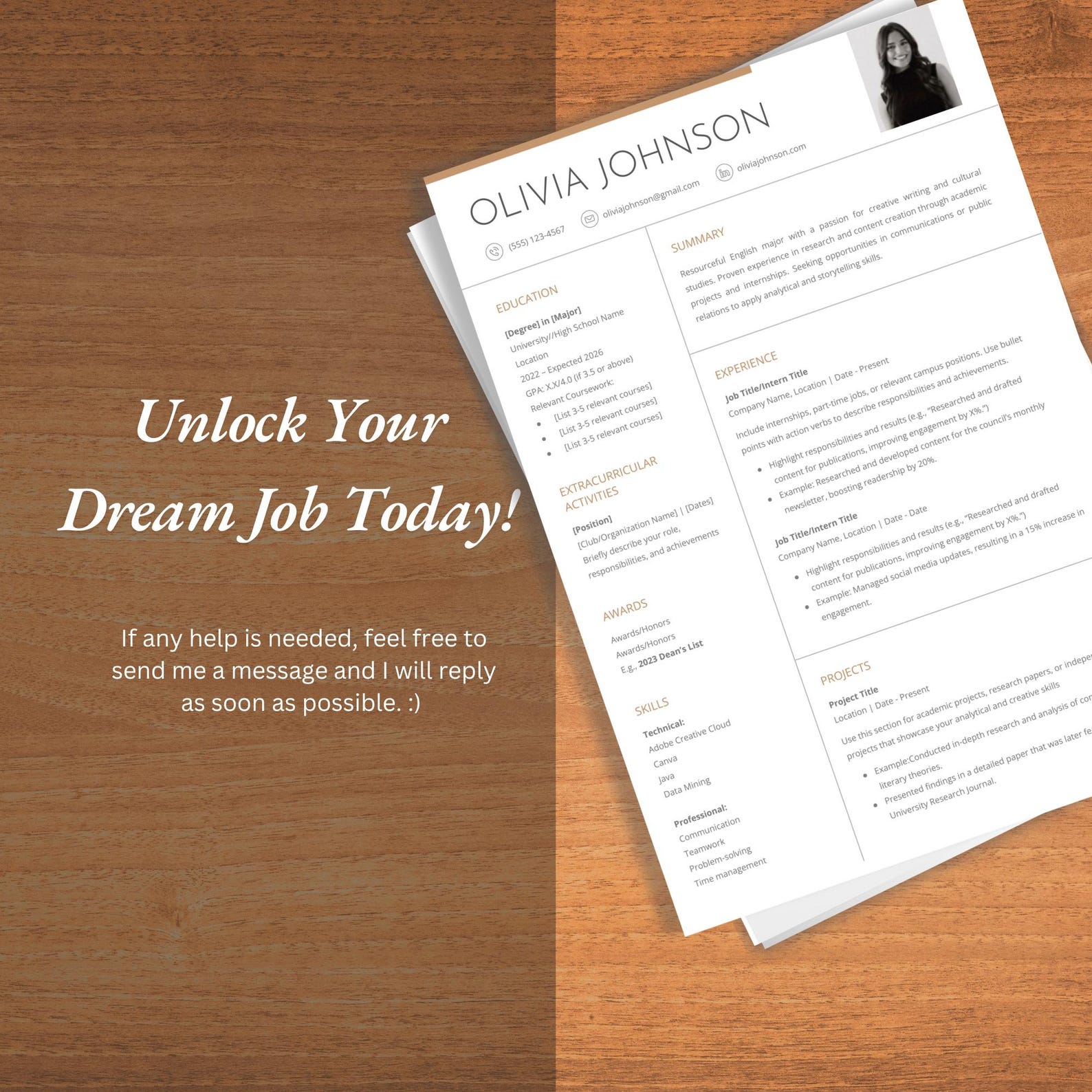 2025 NEW Resume Template for Students, Internships, First Job, College ...