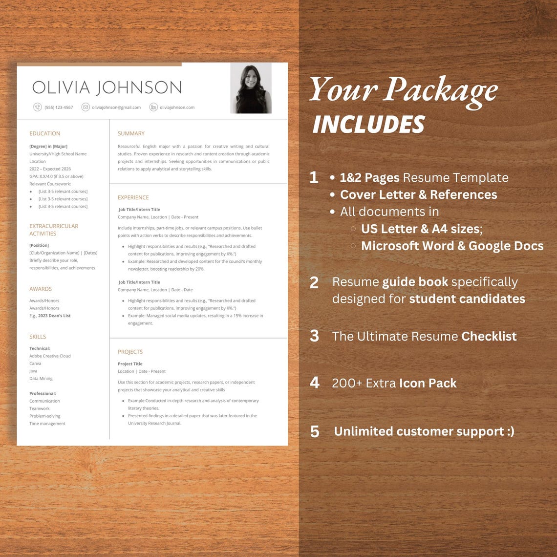 2025 NEW Resume Template for Students, Internships, First Job, College ...