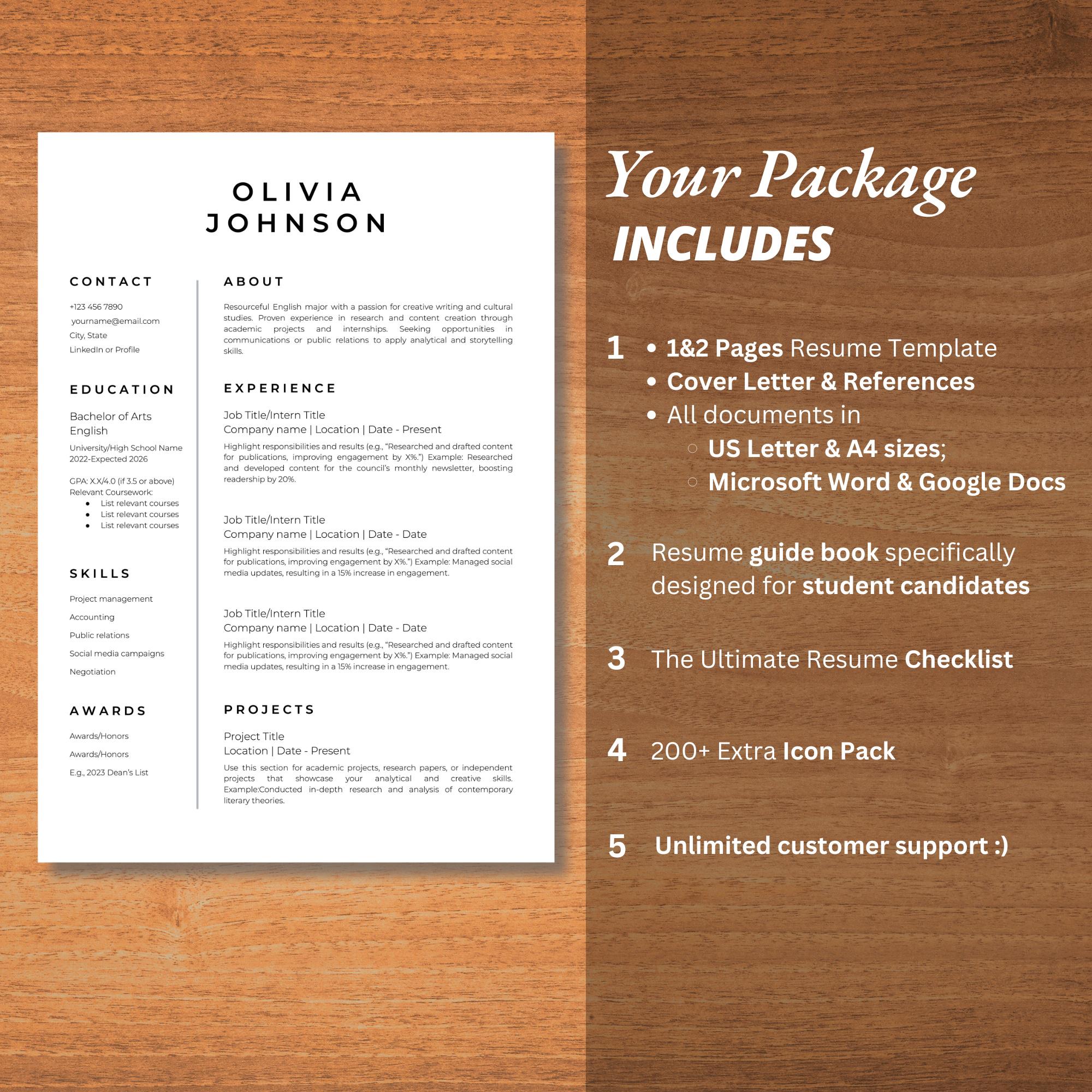 2025 NEW ATS Friendly Resume Template for Students, Internship, First ...