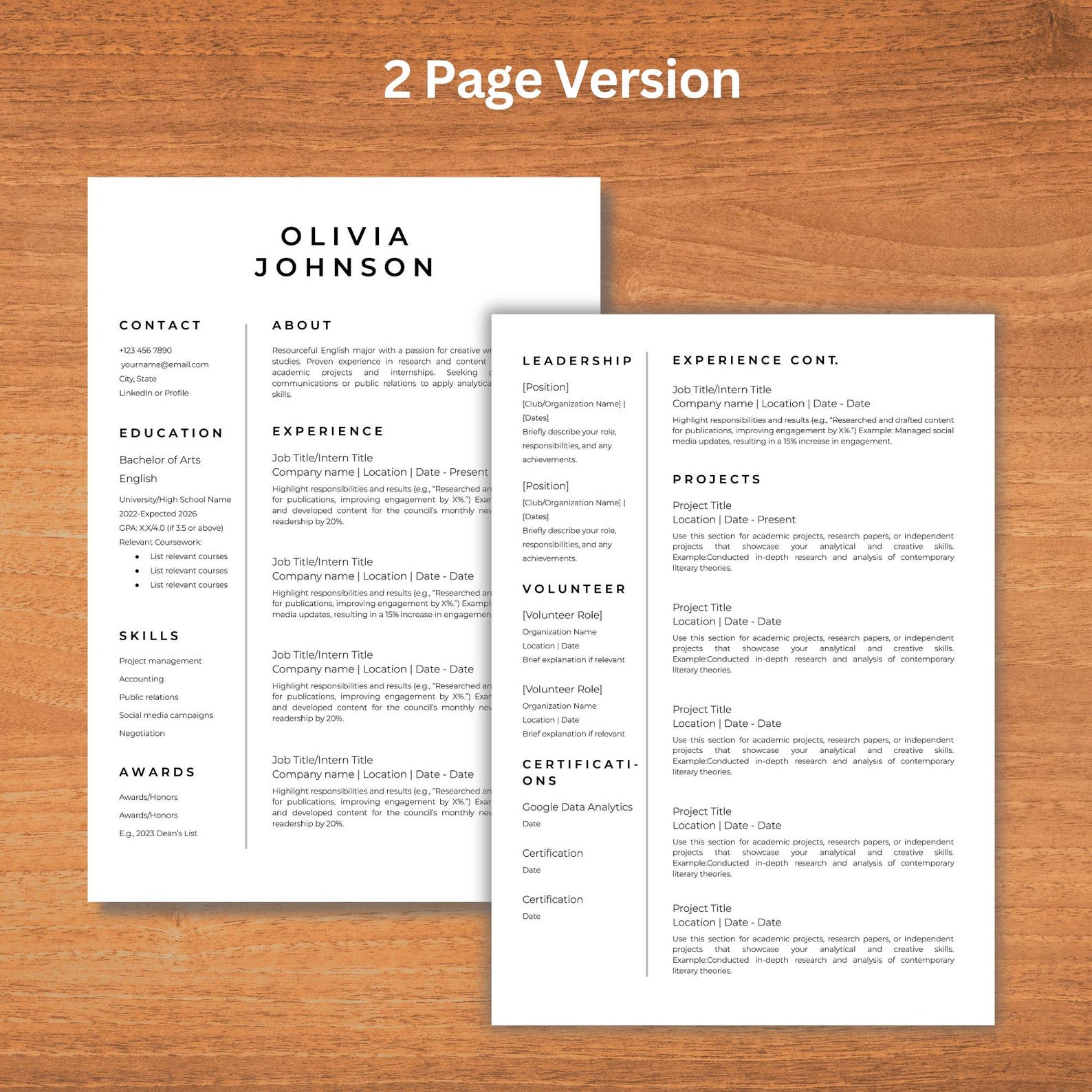 2025 NEW ATS Friendly Resume Template for Students, Internship, First ...