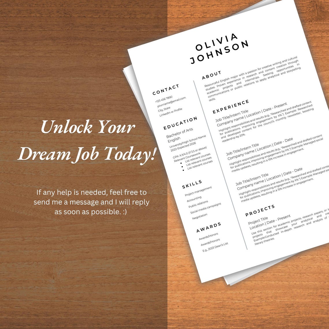 2025 NEW ATS Friendly Resume Template for Students, Internship, First ...