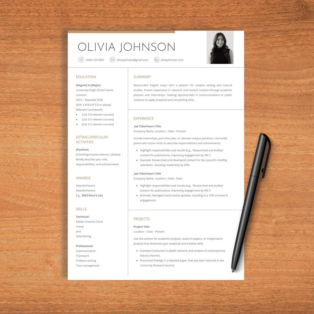 2025 NEW Resume Template for Students, Internships, First Job, College ...