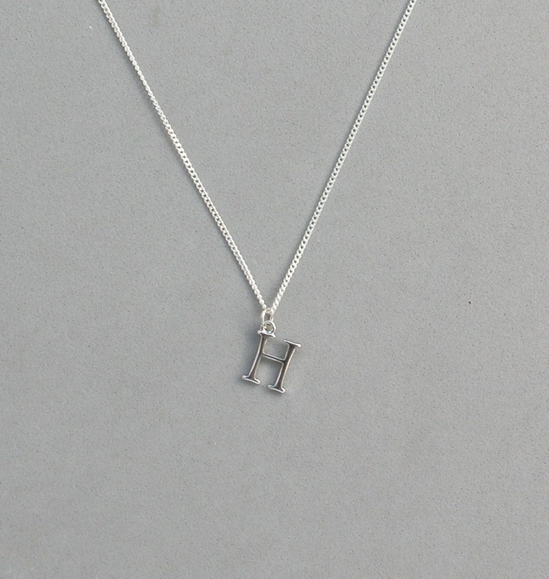 Silver Plated Initial H Necklace 113- Separate Listing for Birthstone ...